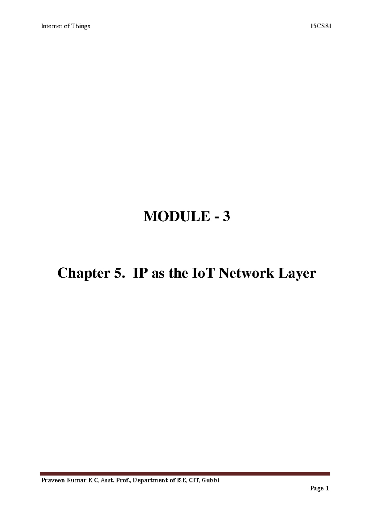 IOT Module 3(15CS81) - notes - Praveen Kumar K C, Asst. Prof ...