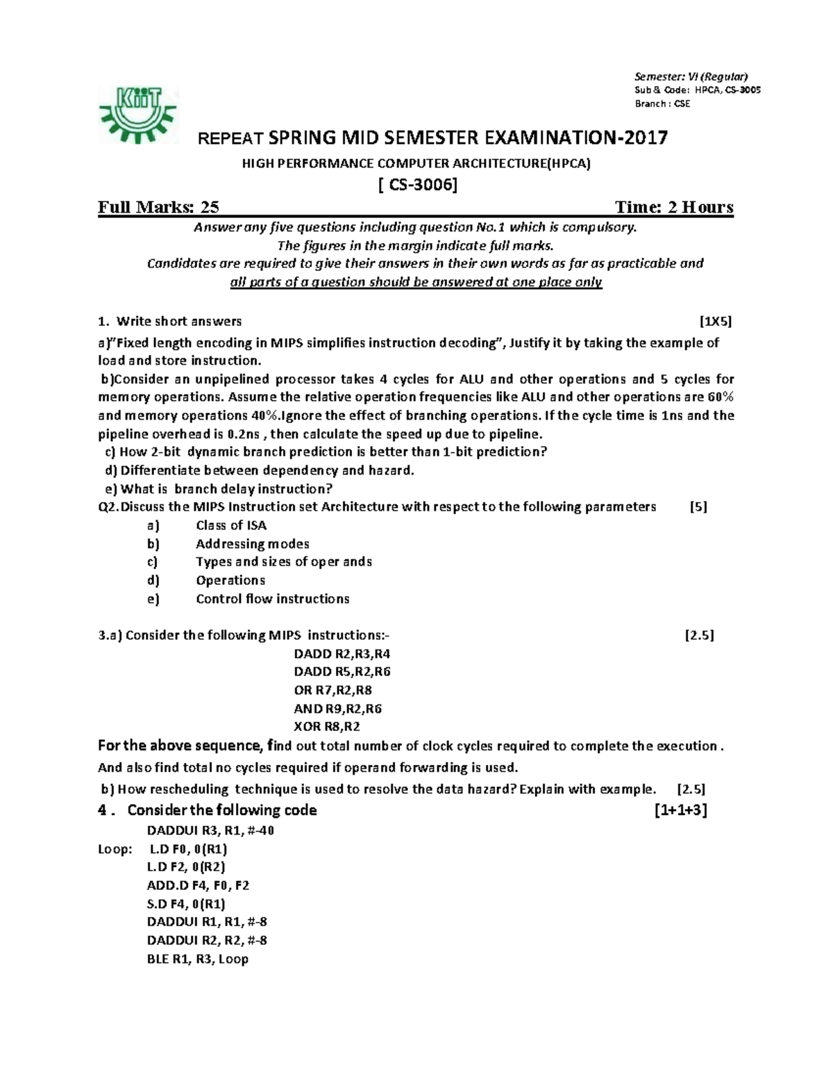 Mid Repeat B TECH 2017 - Question papers - REPEAT SPRING MID SEMESTER ...
