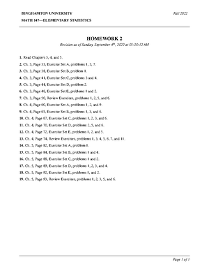 M147 f22 hw4 - Homework - BINGHAMTON UNIVERSITY Fall 2022 MATH 147—ELEMENTARY STATISTICS ...