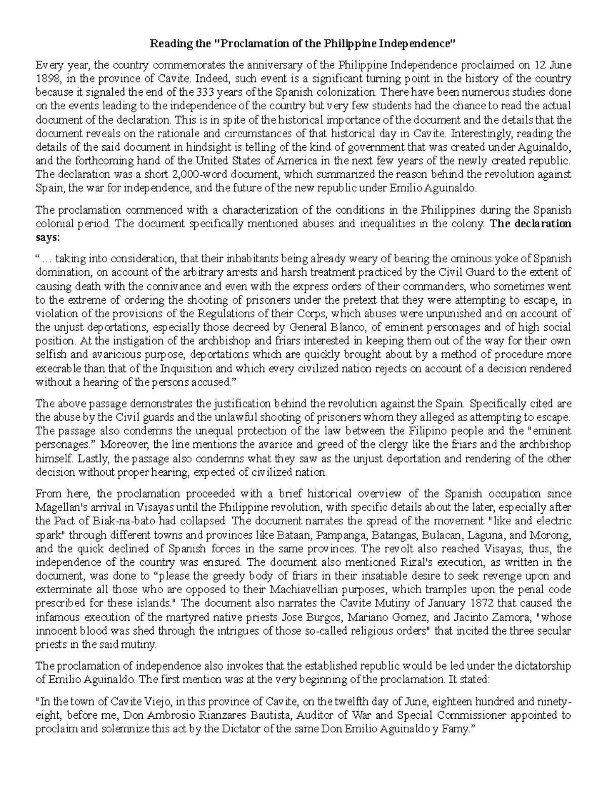 Proclamation-of-the-Philippine-Independence - Reading the "Proclamation ...