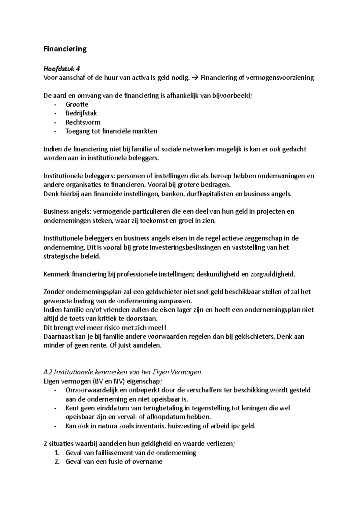 Financiering - Financiering of vermogensvoorziening De aard en omvang ...