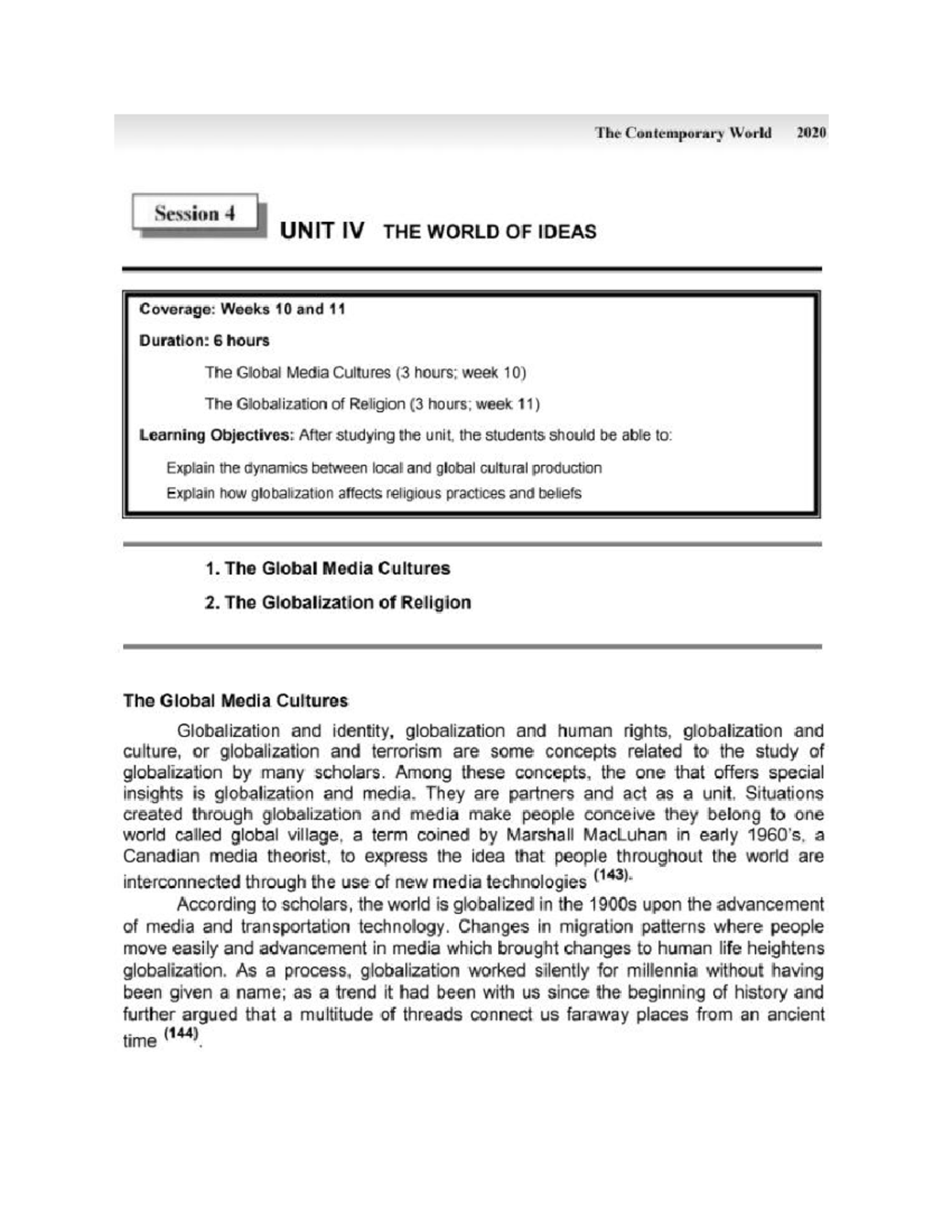 TCW-UNIT-4 - reading material - The Contemporary World - Studocu