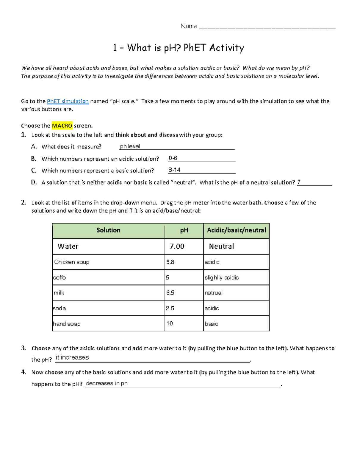 1 - What is p H Ph ET Activity - Name ...