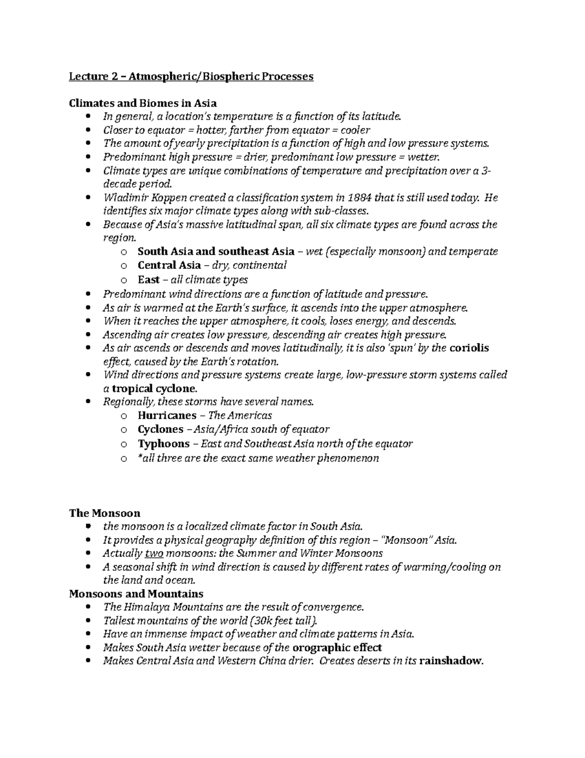 Week 2 notes Part 2 - Physical Geography - Lecture 2 – Atmospheric ...