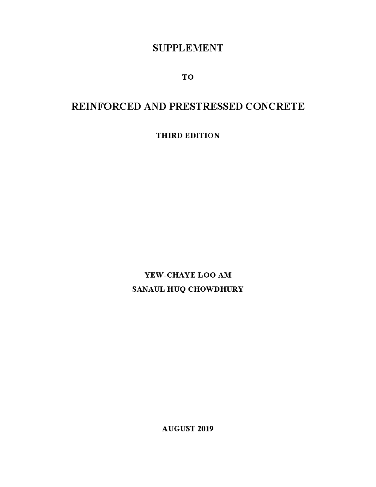 Supplementary Notes - 3103ENG Concrete Structures - SUPPLEMENT TO ...