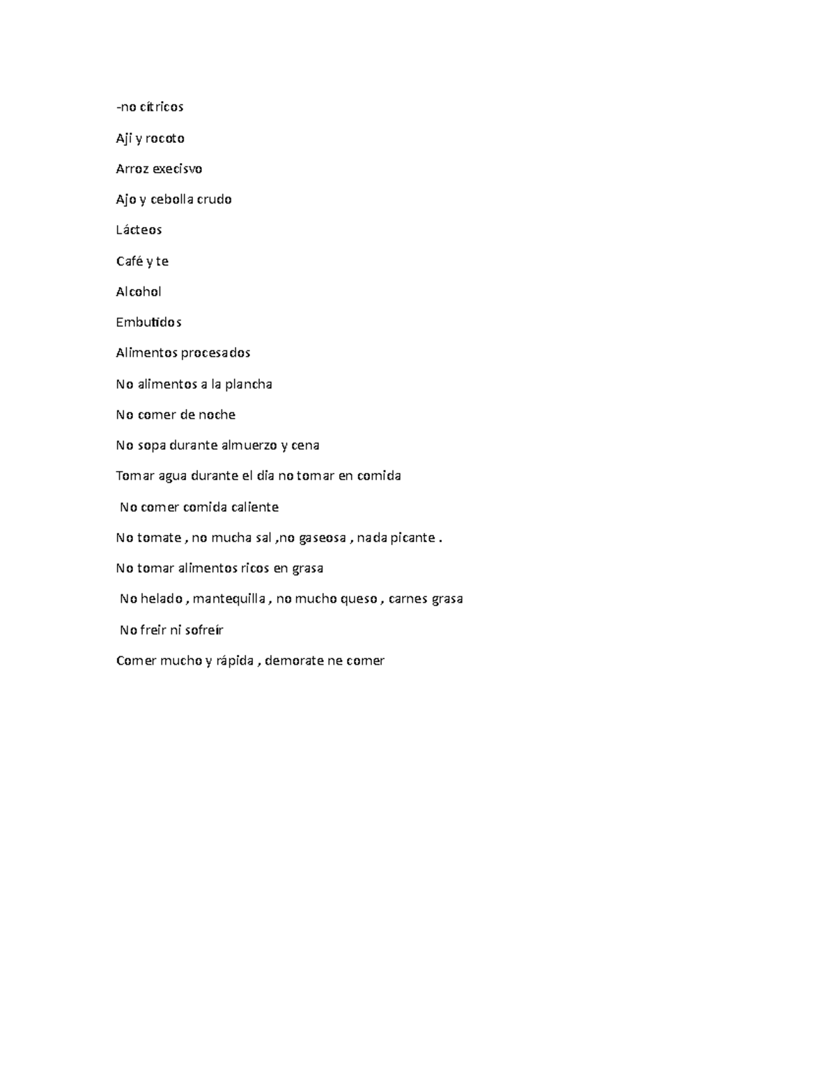 No cítricos - aaeae - cítricos Aji y rocoto Arroz execisvo Ajo y ...