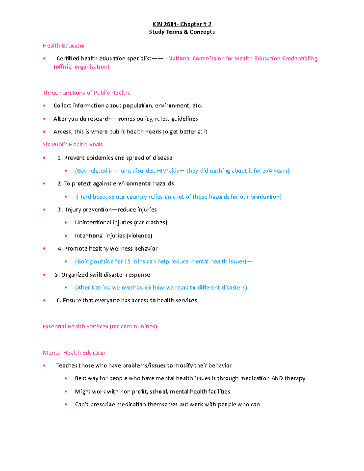KIN 2604- Chapter # 2 Study Terms - " Collect informaon about populaon ...