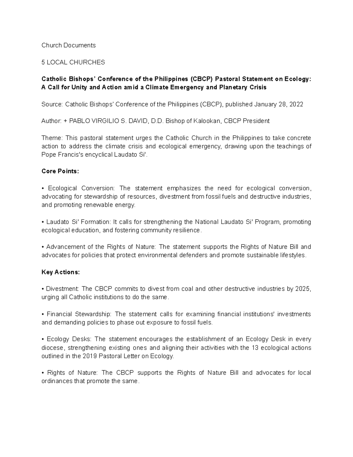 Church Documents - none - Church Documents 5 LOCAL CHURCHES Catholic ...