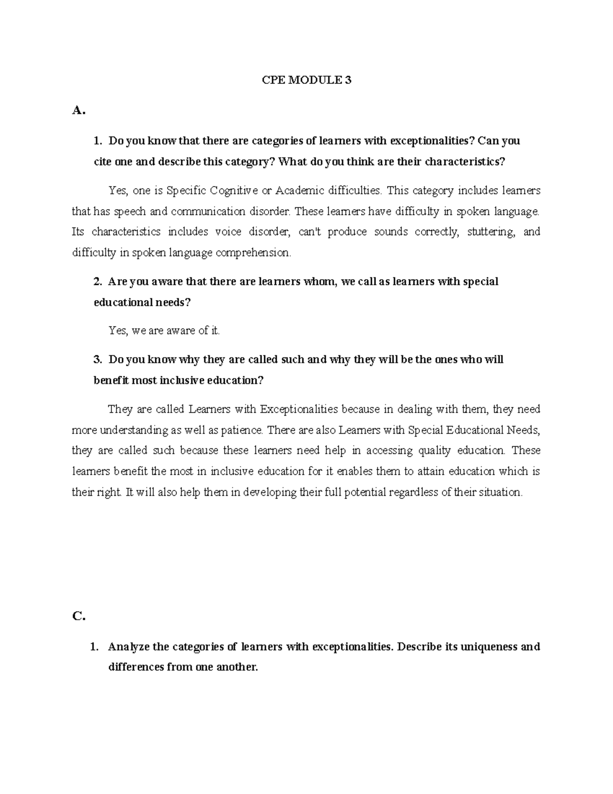 Module 3 CPE - Lecture notes 1 - CPE MODULE 3 A. 1. Do you know that ...