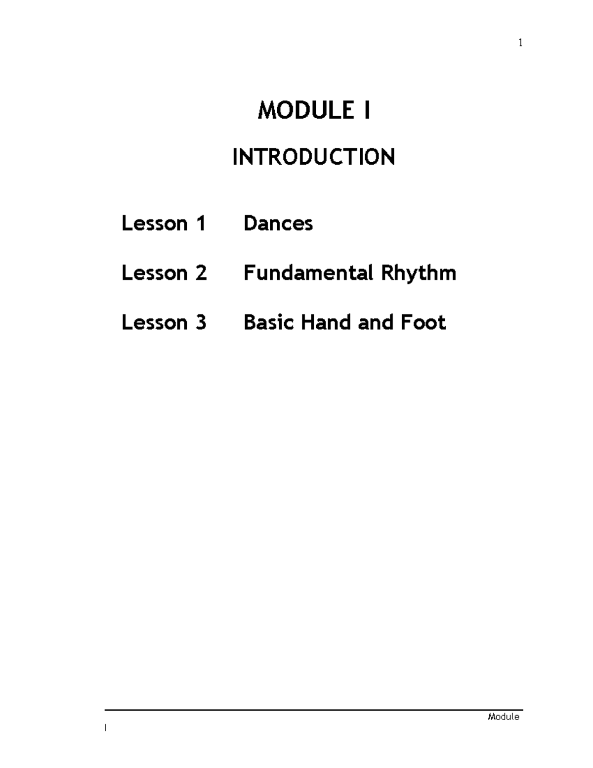 PHED-Mod-1 - PHED-Mod-1 - Module I MODULE I INTRODUCTION Lesson 1 Dances Lesson 2 Fundamental ...