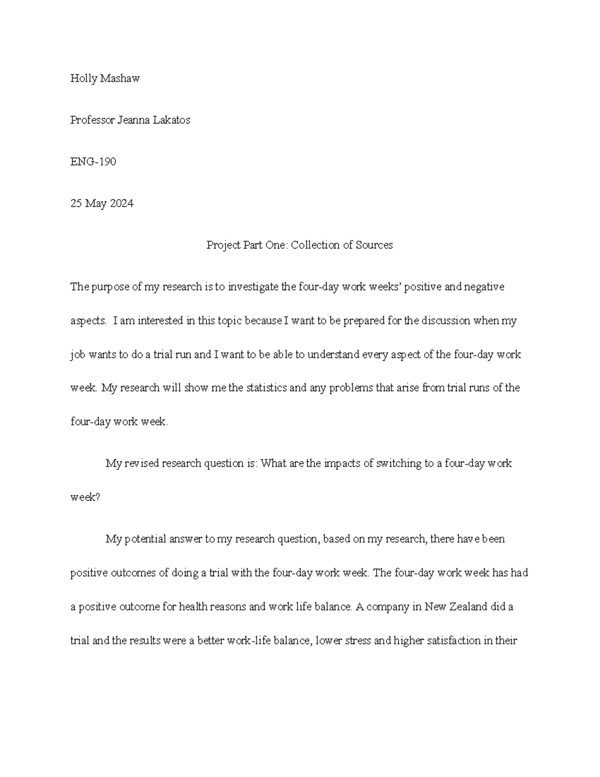 Document 3-ENG190 - Research essey - Holly Mashaw Professor Jeanna ...