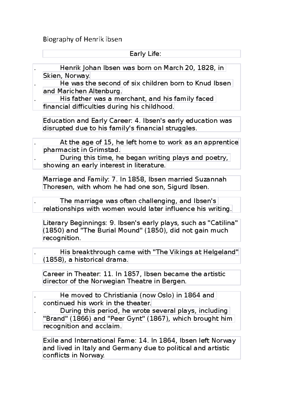 Biography of Henrik ibsen - Biography of Henrik ibsen Early Life ...