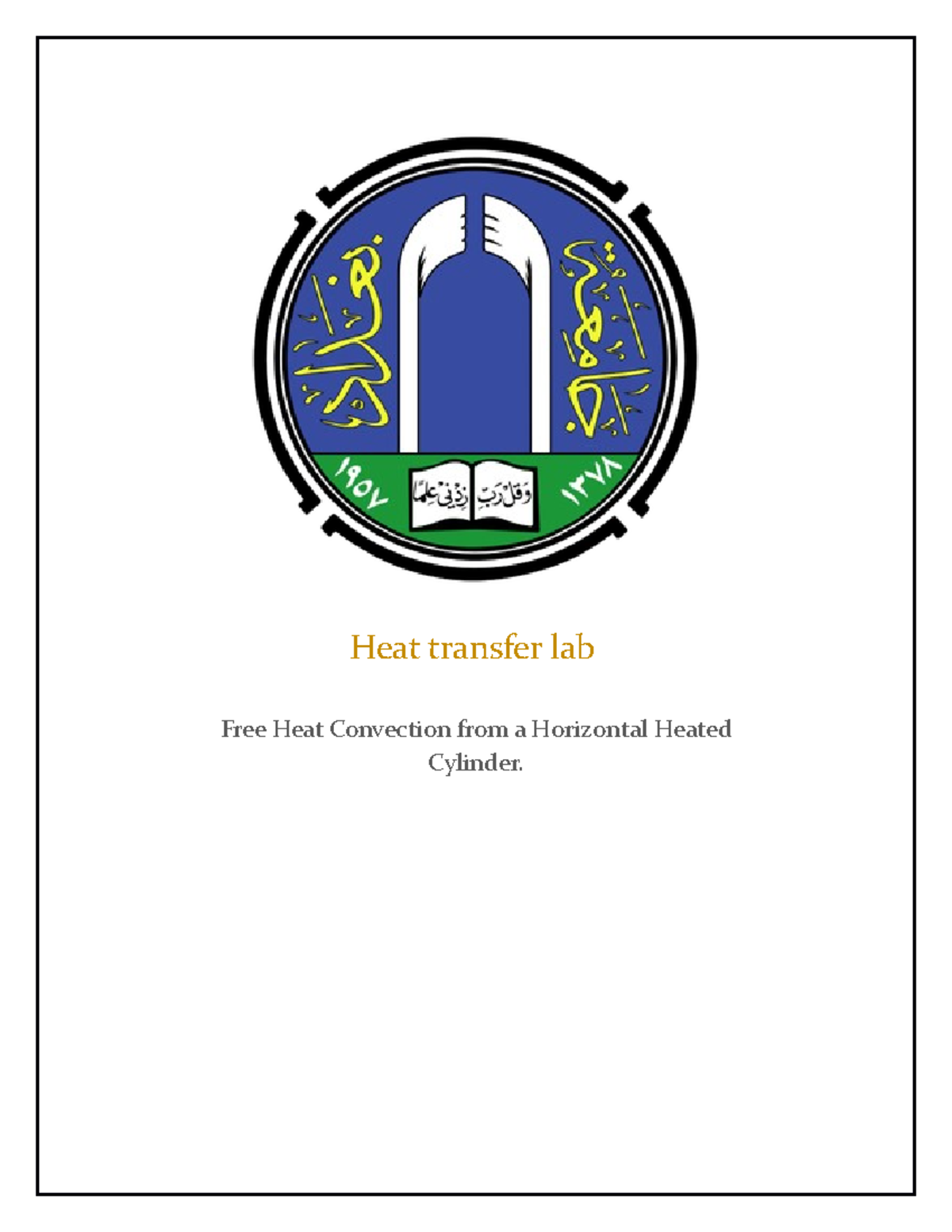 Free Heat Convection from a Horizontal Heated - Heat transfer lab Free ...