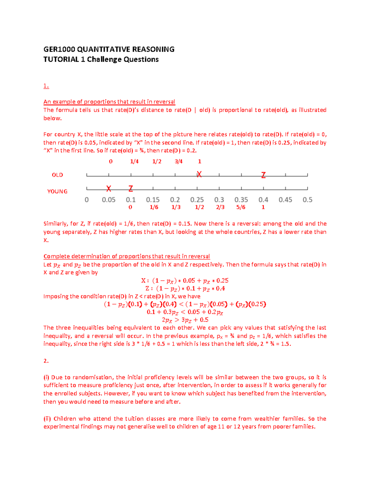Tutorial 1 challenge question solution - GER1000 QUANTITATIVE REASONING - Studocu
