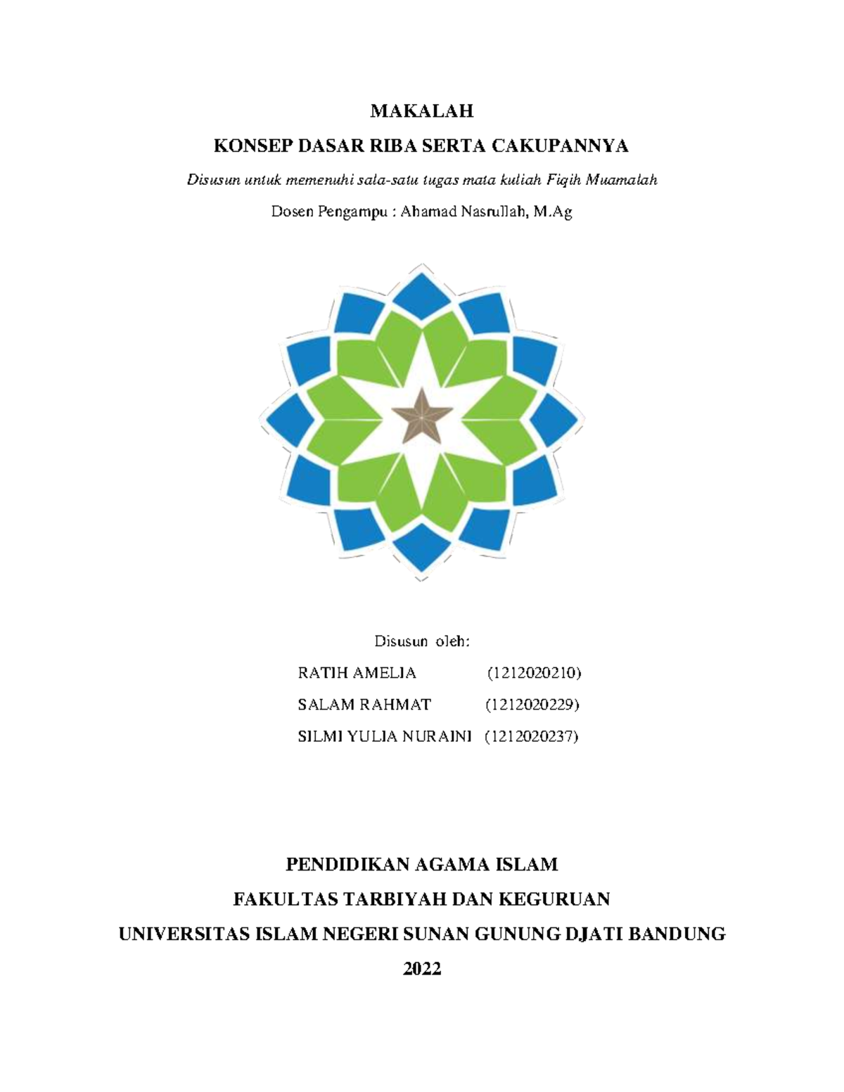 Makalah KONSEP DASAR RIBA SERTA CAKUPANNYA - Bab 1 - MAKALAH KONSEP ...