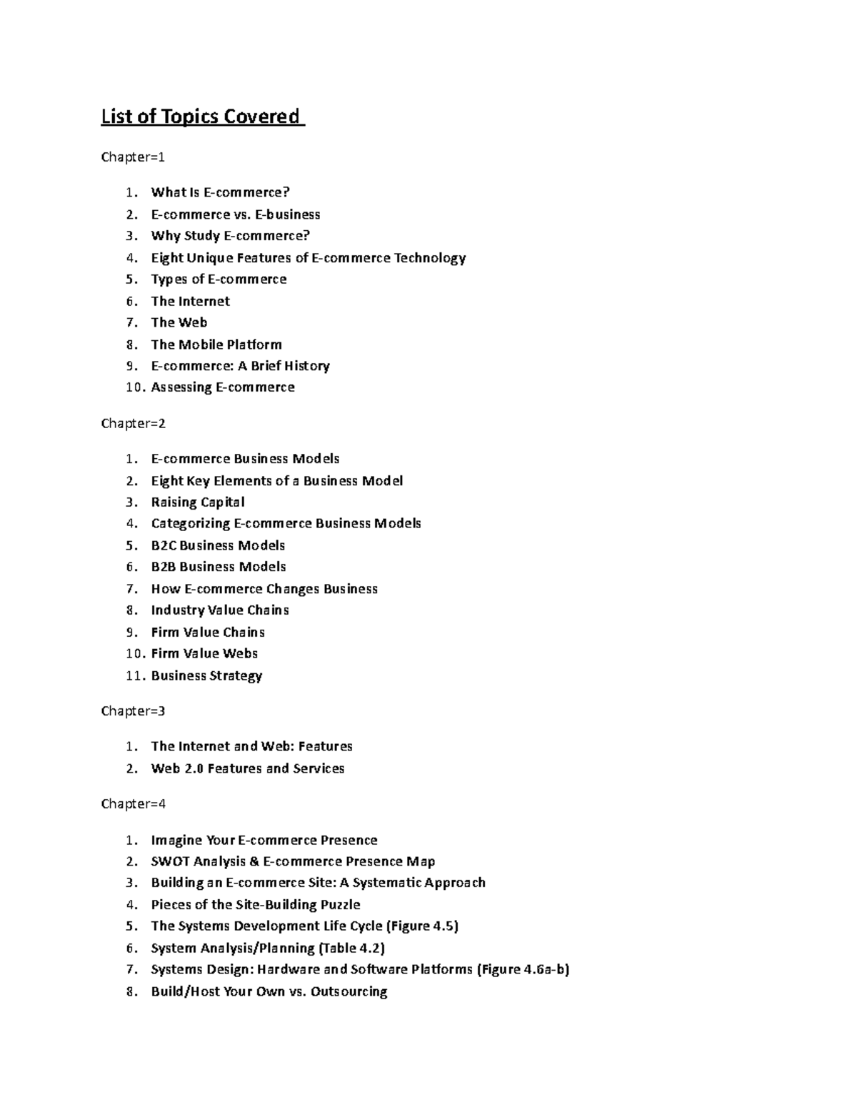 List of Topics Covered - List of Topics Covered Chapter= 1. What Is E ...