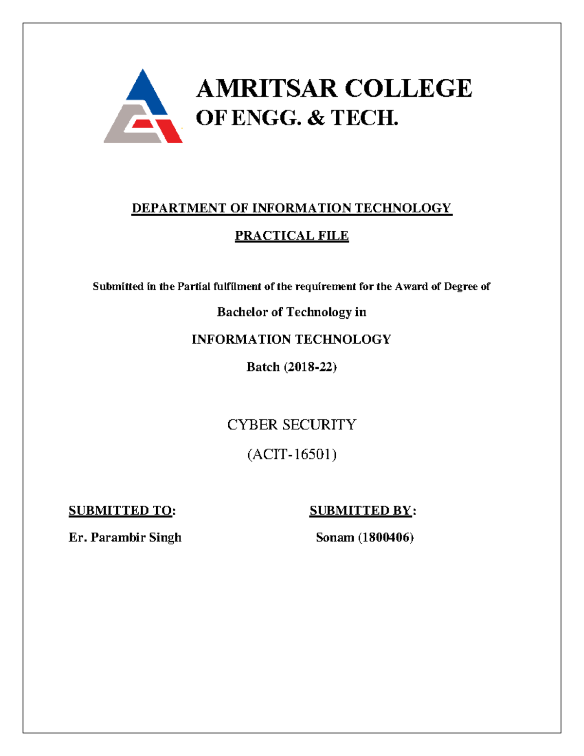 Cyber Security KEYLOGGER PROJECT - DEPARTMENT OF INFORMATION TECHNOLOGY ...