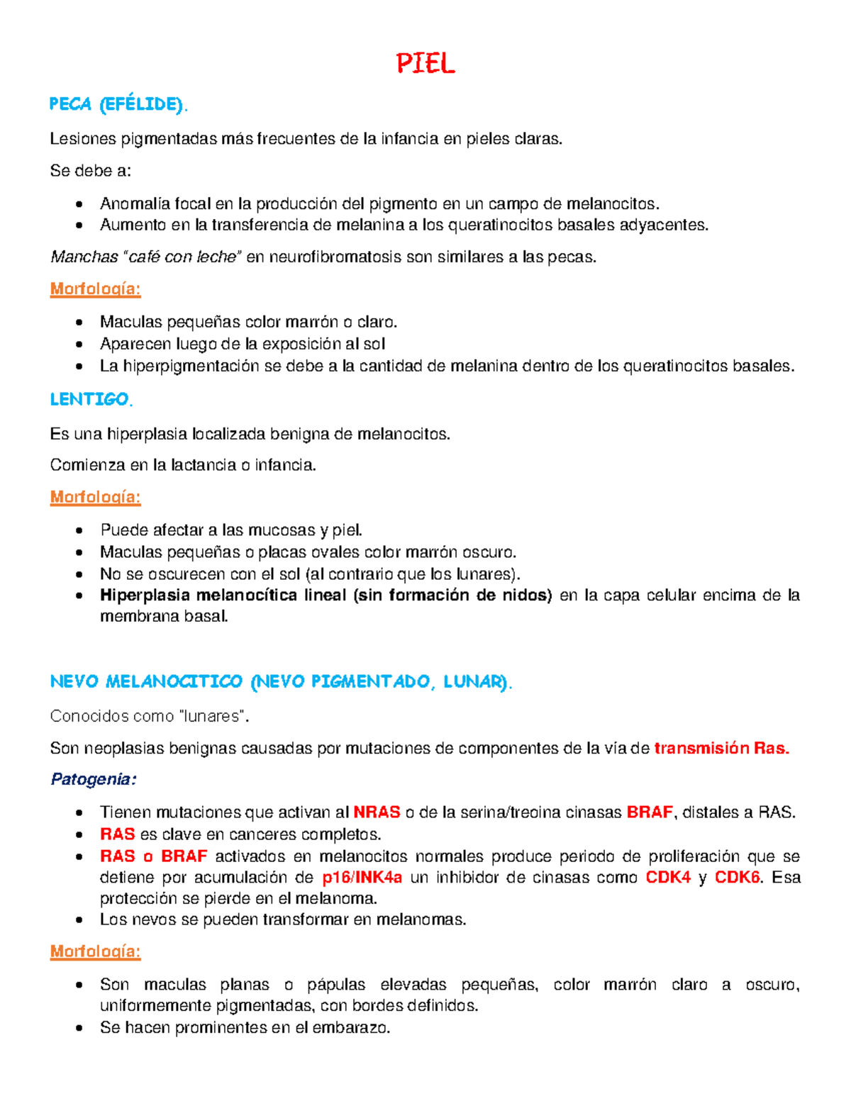 PIEL Resumen patologia de Robbins 9na ed - PECA (EFÉLIDE). Lesiones ...