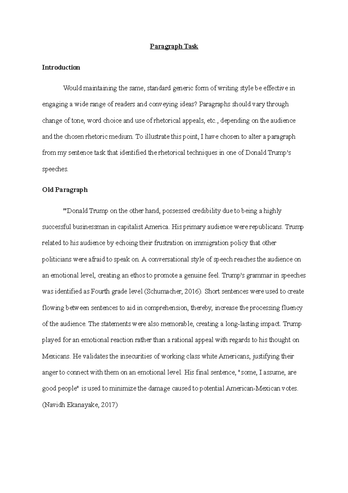 Paragraph Task Sample 1 - Paragraph Task Introduction Would maintaining ...