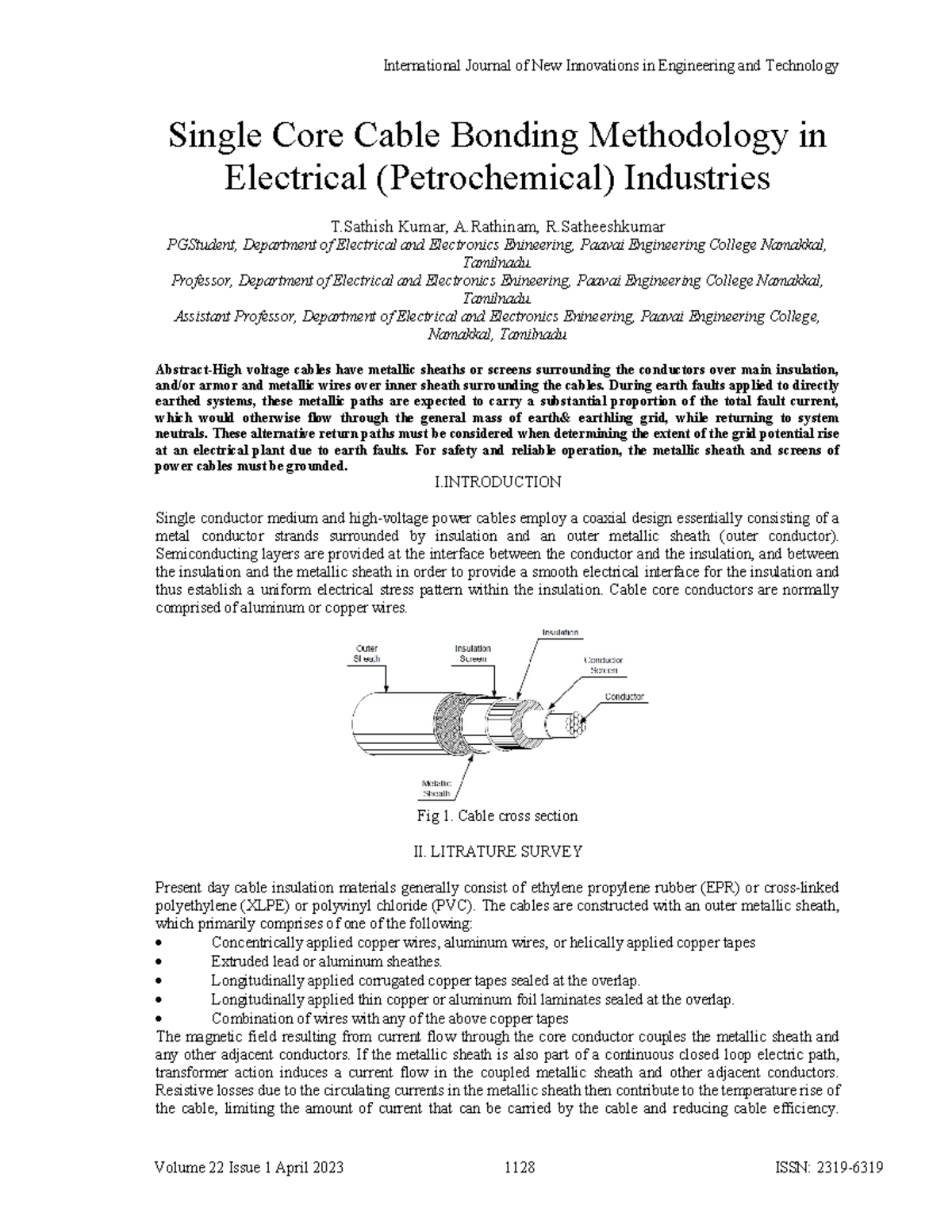 Single Core Cable Bonding Methodology in Electrical (Petrochemical ...
