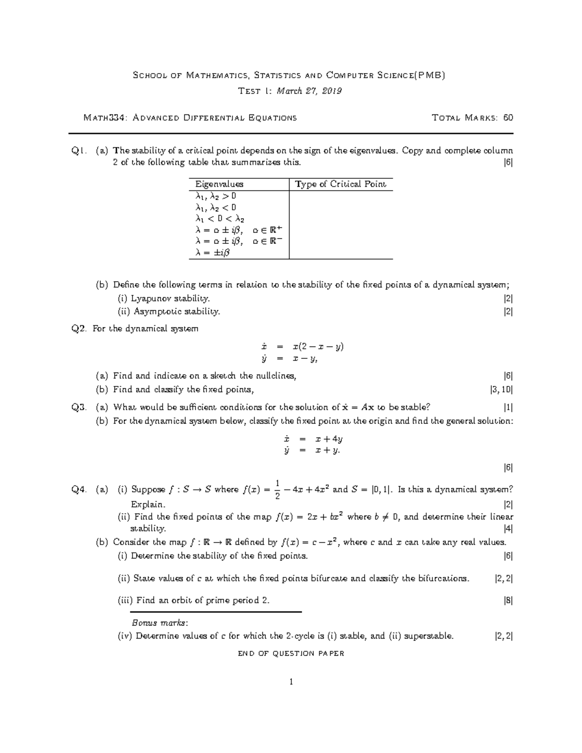 M334-2019-Test1 - study material - School of Mathematics, Statistics ...