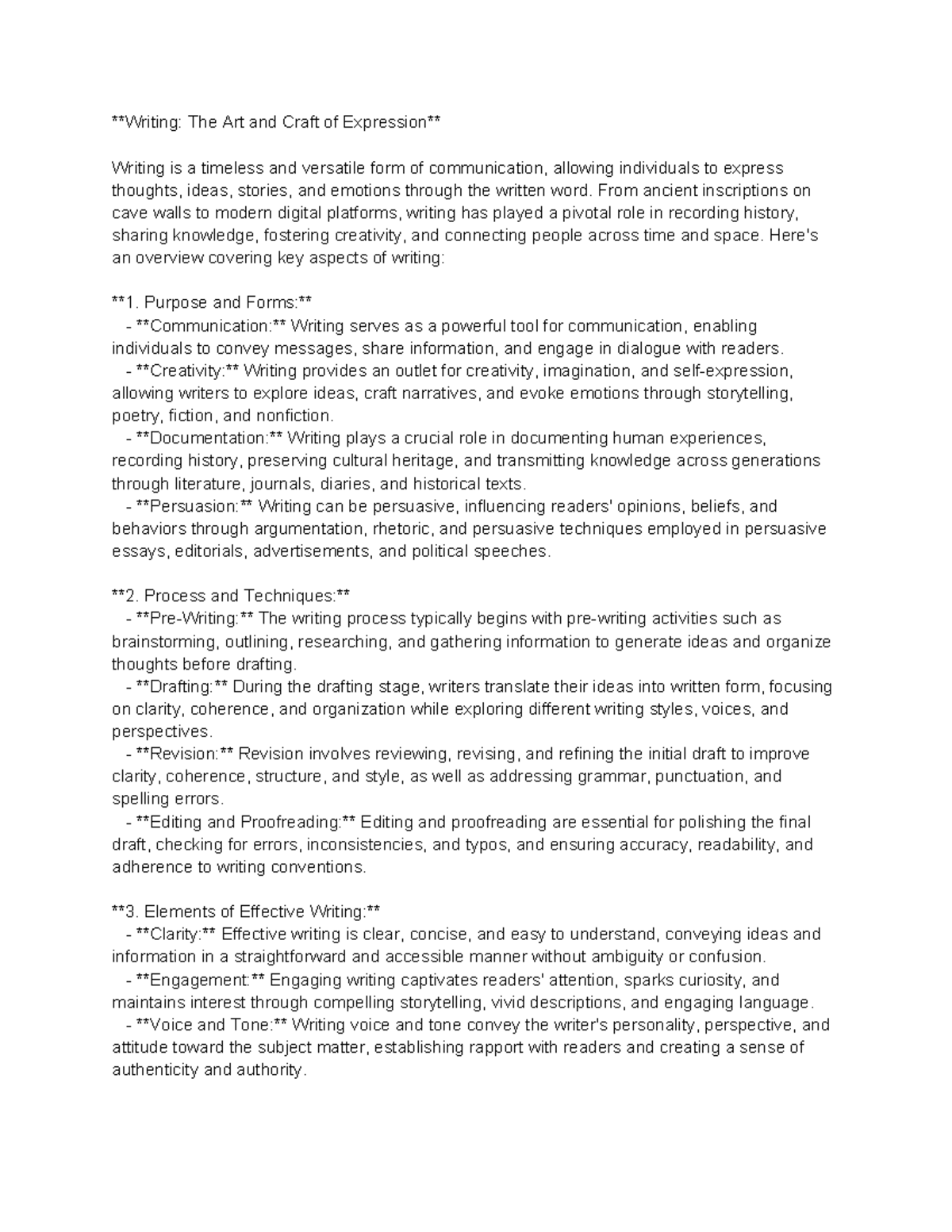 Writing The Art and Craft of Expression - Writing: The Art and Craft of ...