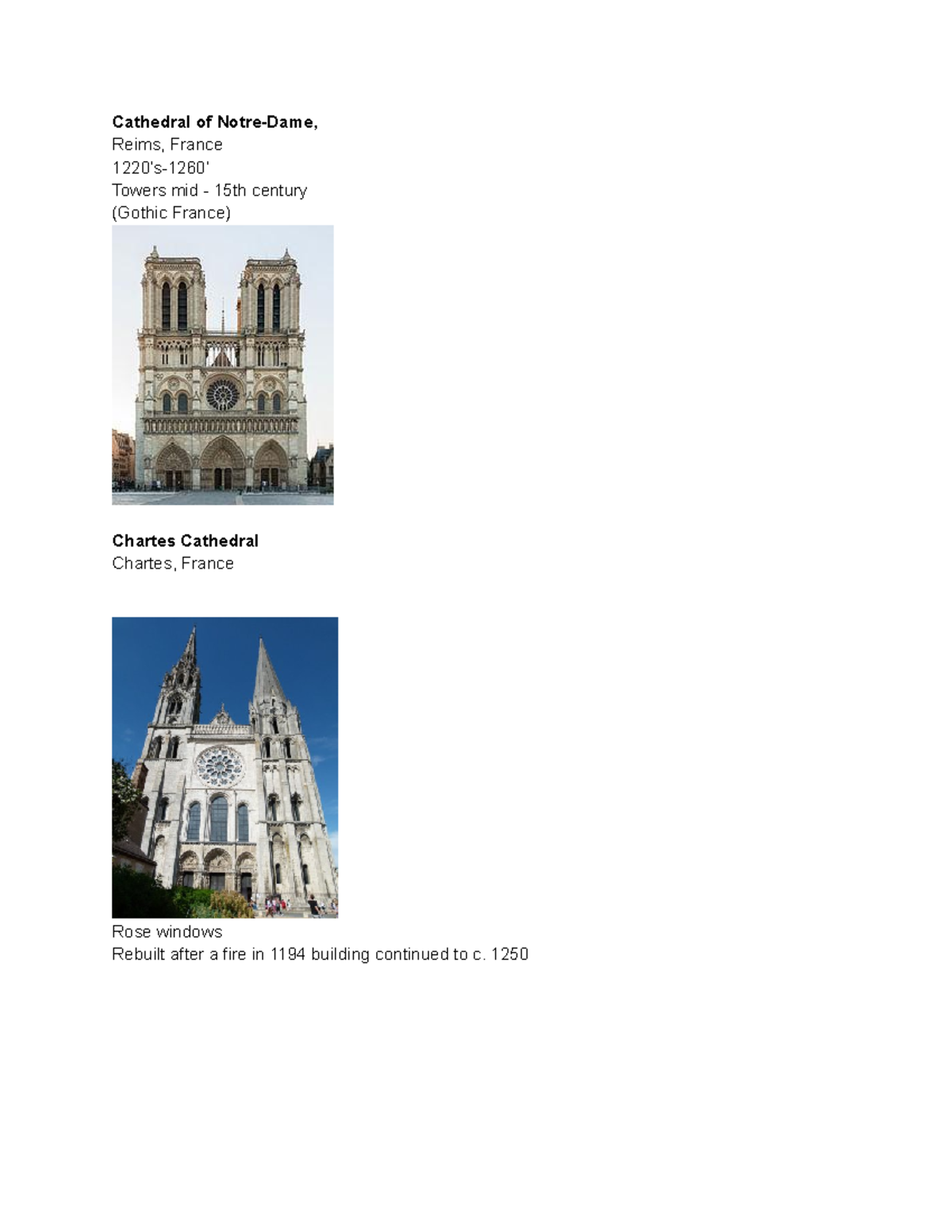 HA 100 Notes exam 2 - Cathedral of Notre-Dame, Reims, France 1220’s ...