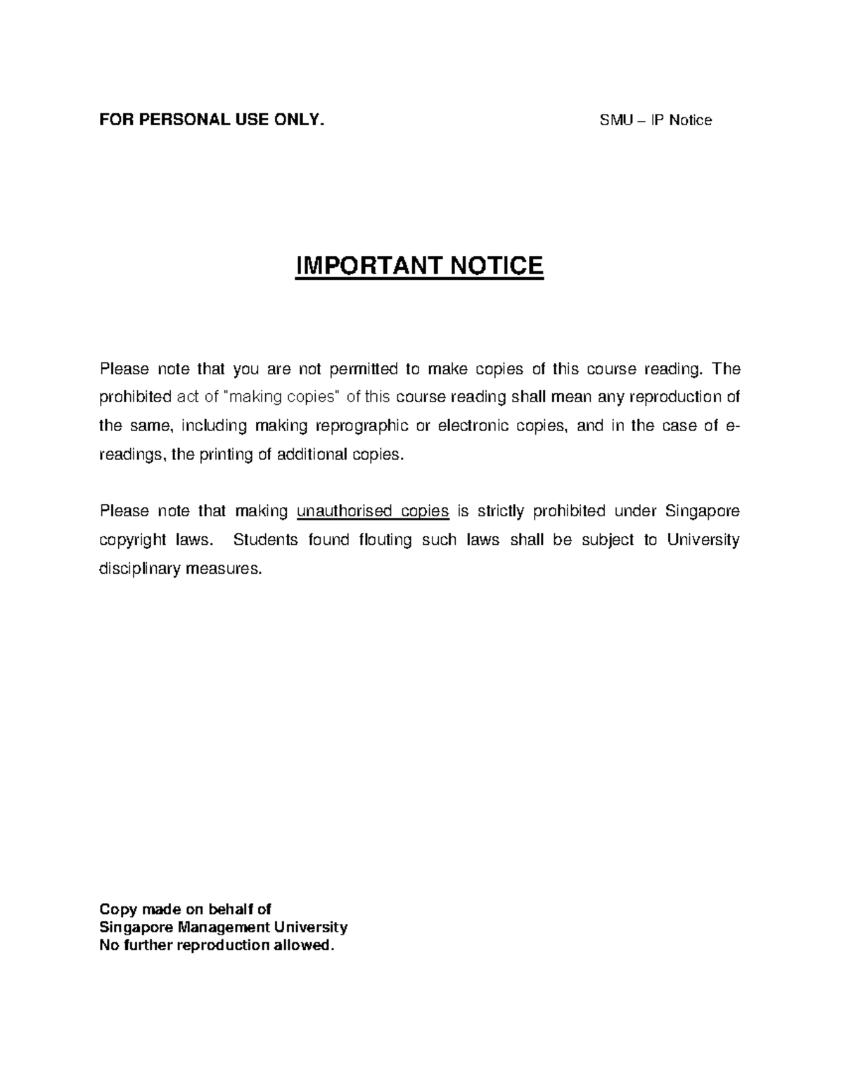 Ch. 9 Nonverbal Communication - FOR PERSONAL USE ONLY. SMU – IP Notice ...