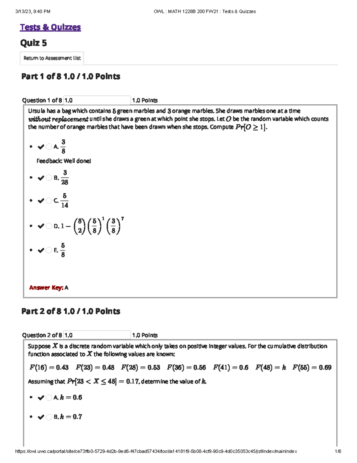 Quiz 5 - Math 1228 quiz and answers - Tests & Quizzes Quiz 5 Return to ...