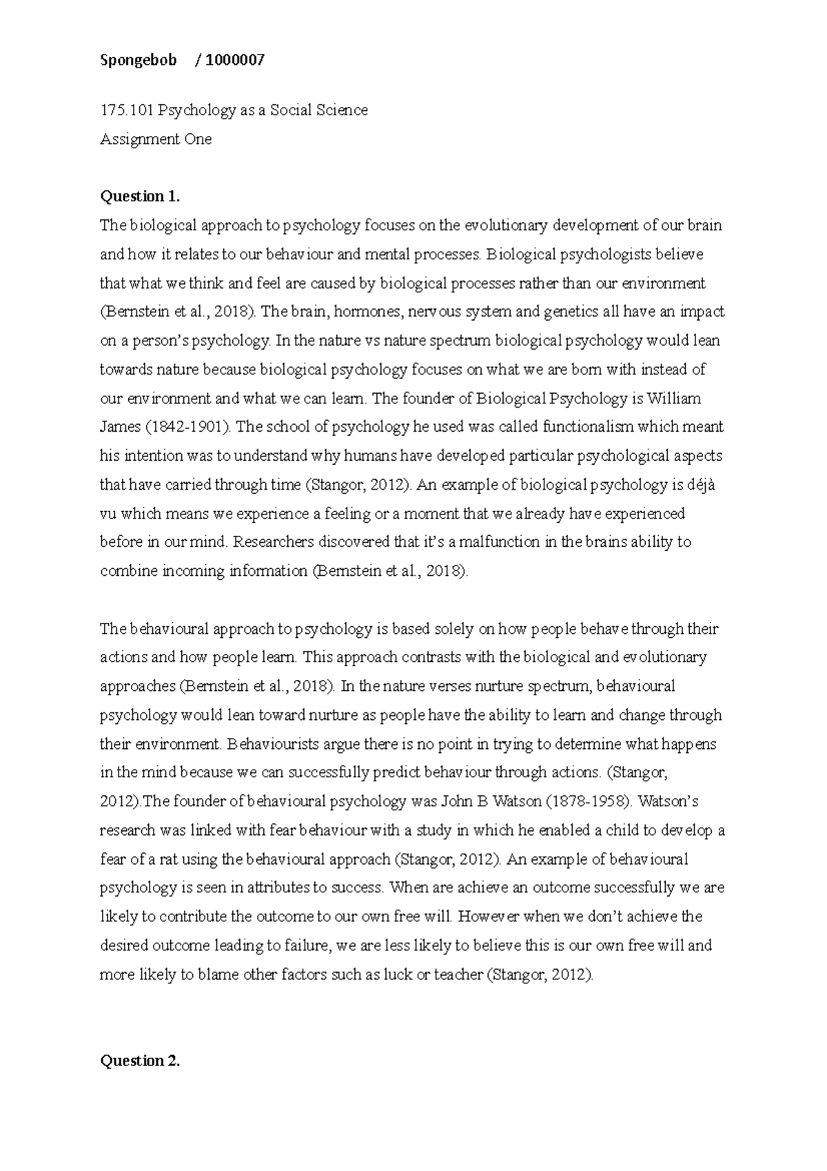 Examples A1 from 2022 - exemplar - 175 Psychology as a Social Science ...