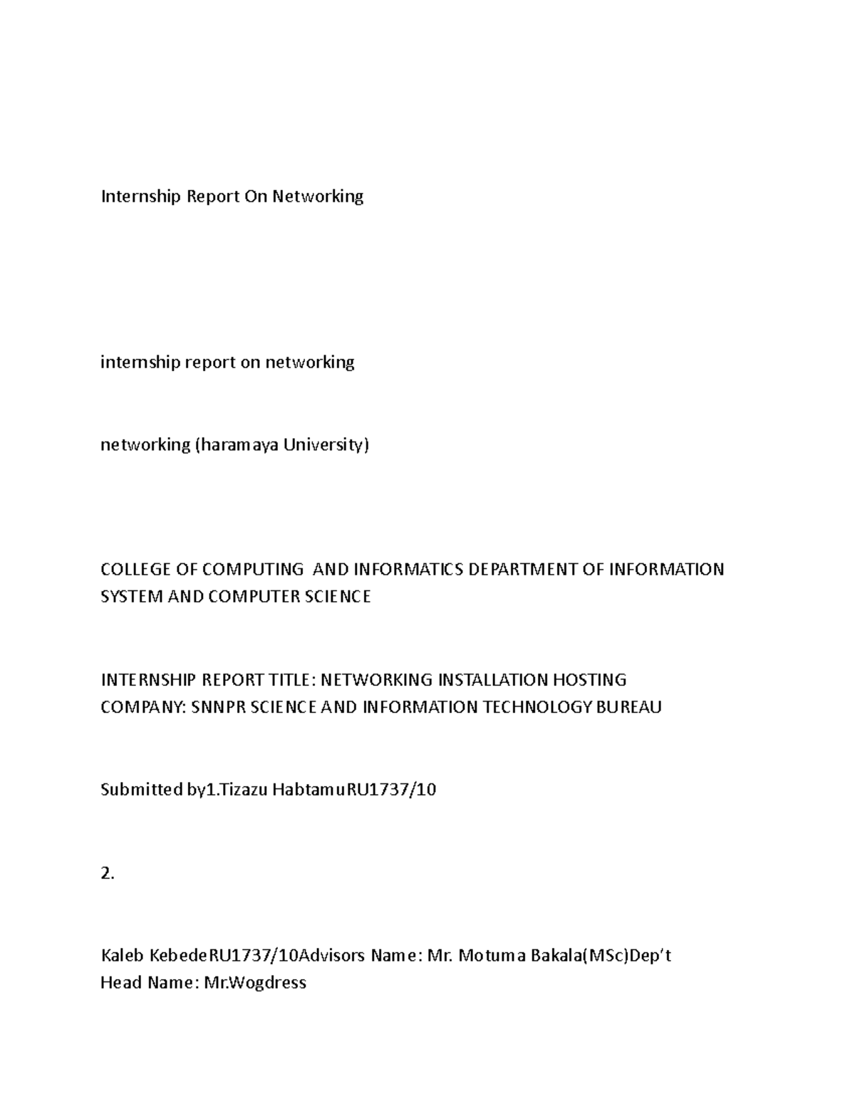 Internship Report On Networking - Internship Report On Networking ...