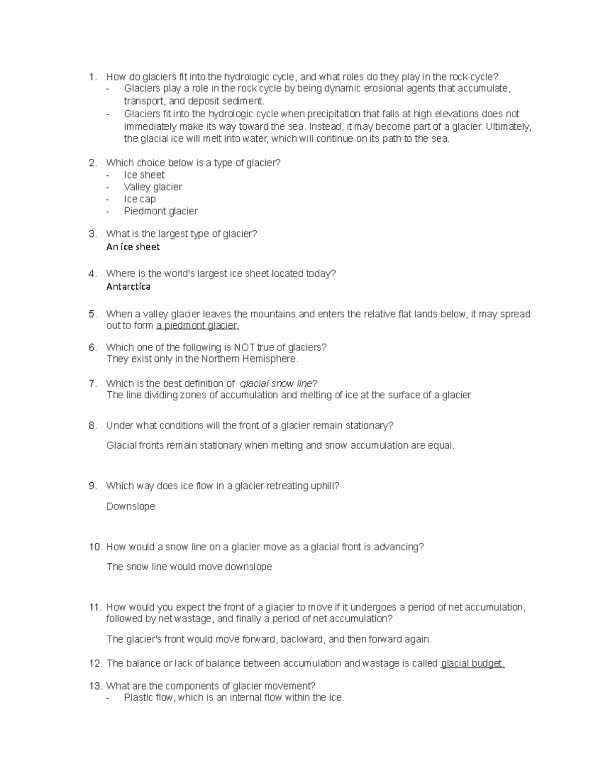 Geology unit 7- Glacial and Arid Landscapes - How do glaciers fit into ...