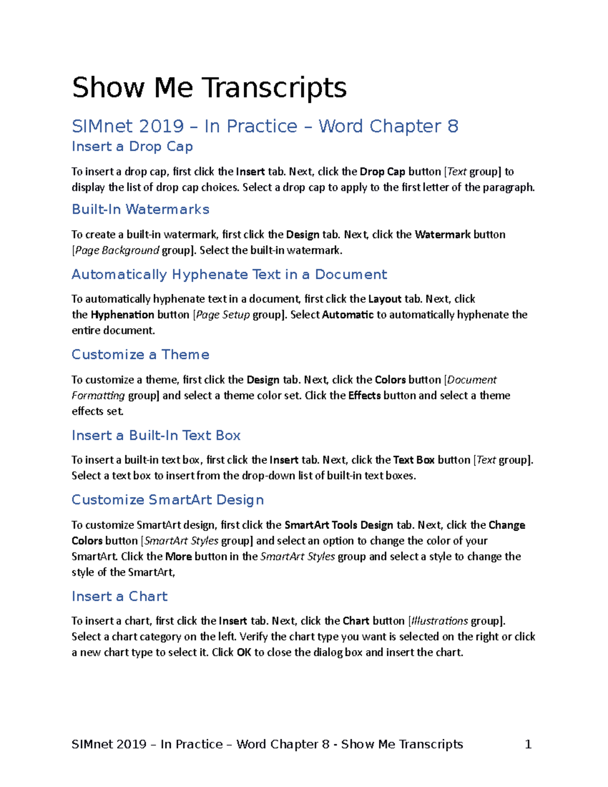 SM Transcripts In Practice Word Chapter 08 - Show Me Transcripts SIMnet ...