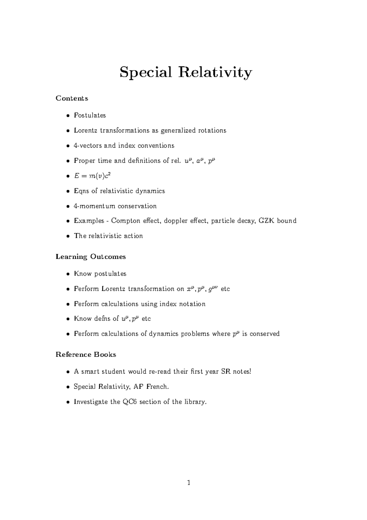 Lecture notes, lecture 2 - Special Relativity - Special Relativity ...