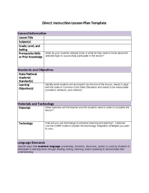 C380ELA - Task - Direct Instruction Lesson Plan Template General ...