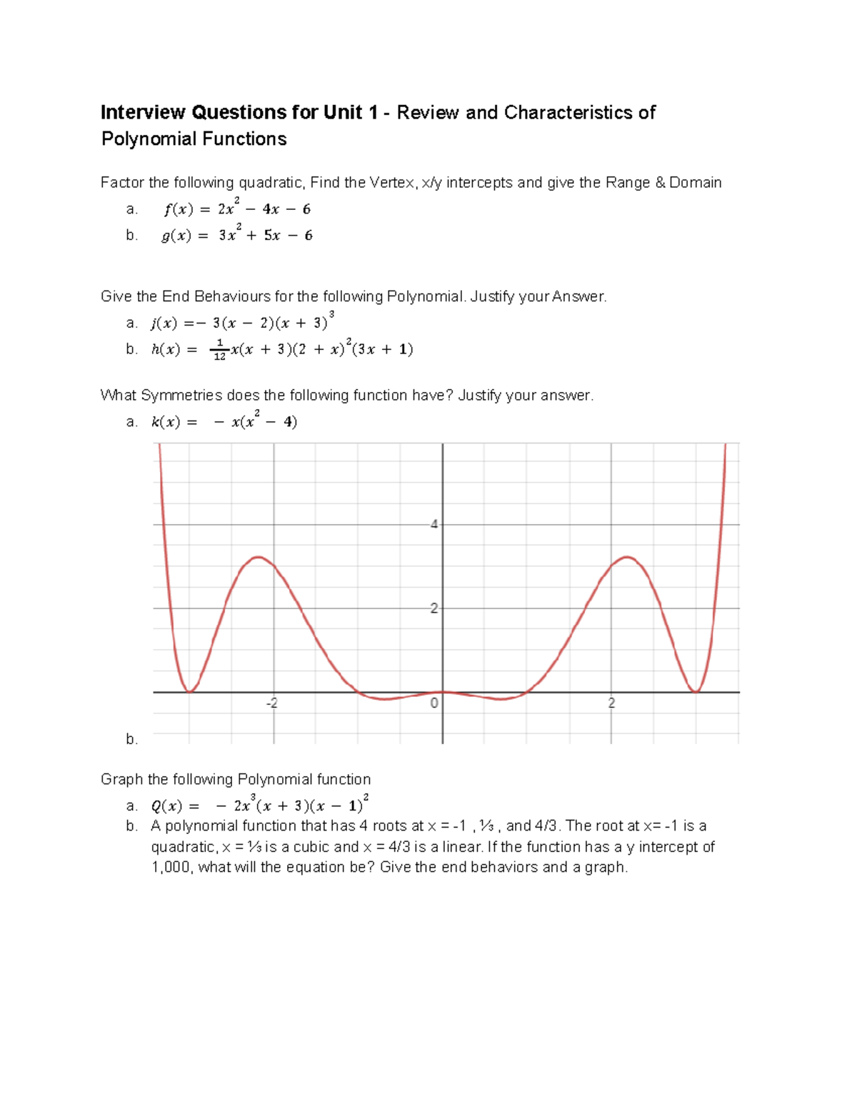 Unit 1 Interview Questions - Interview Questions for Unit 1 - Review ...
