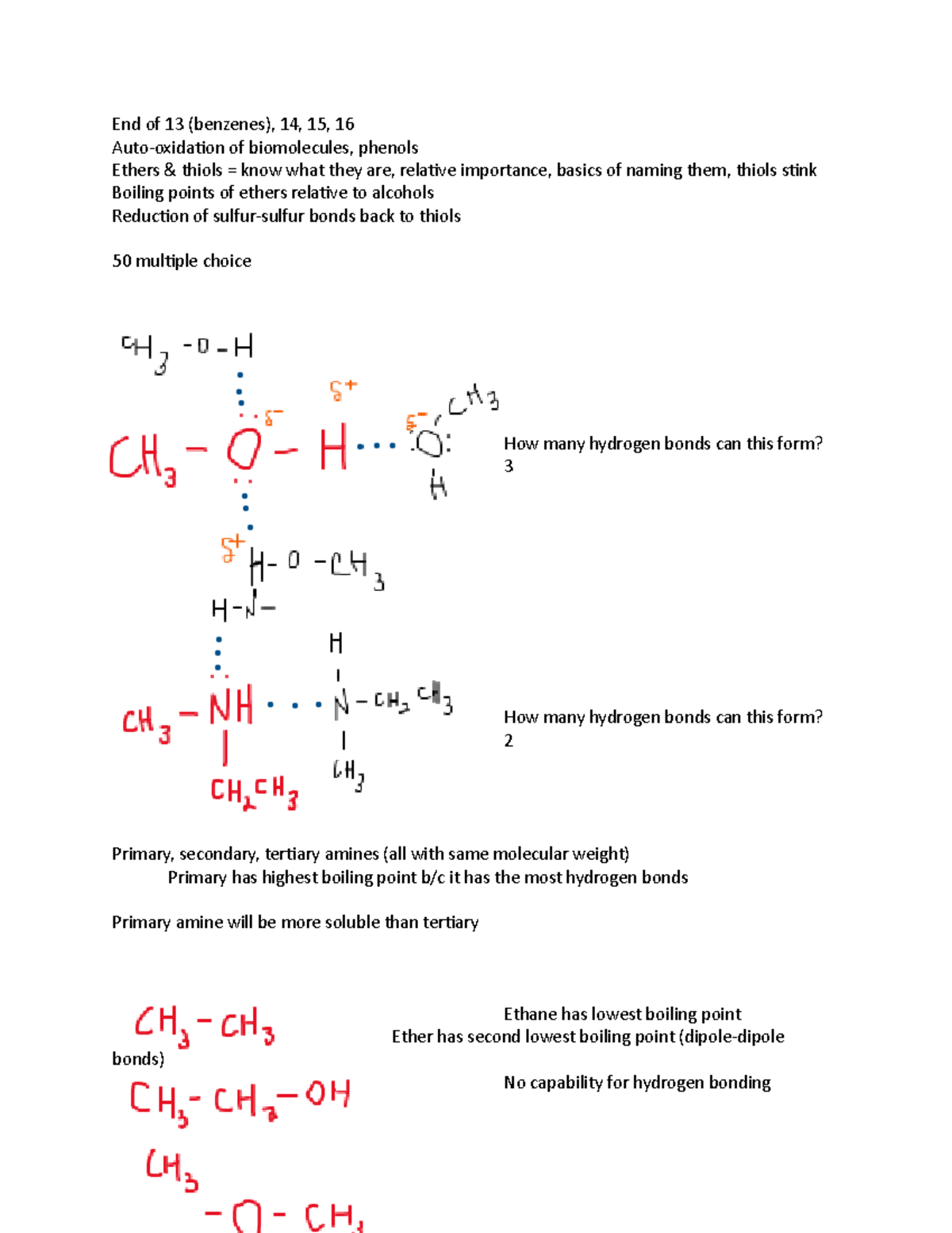 exam 2 notes from lecture - End of 13 (benzenes), 14, 15, 16 Auto ...