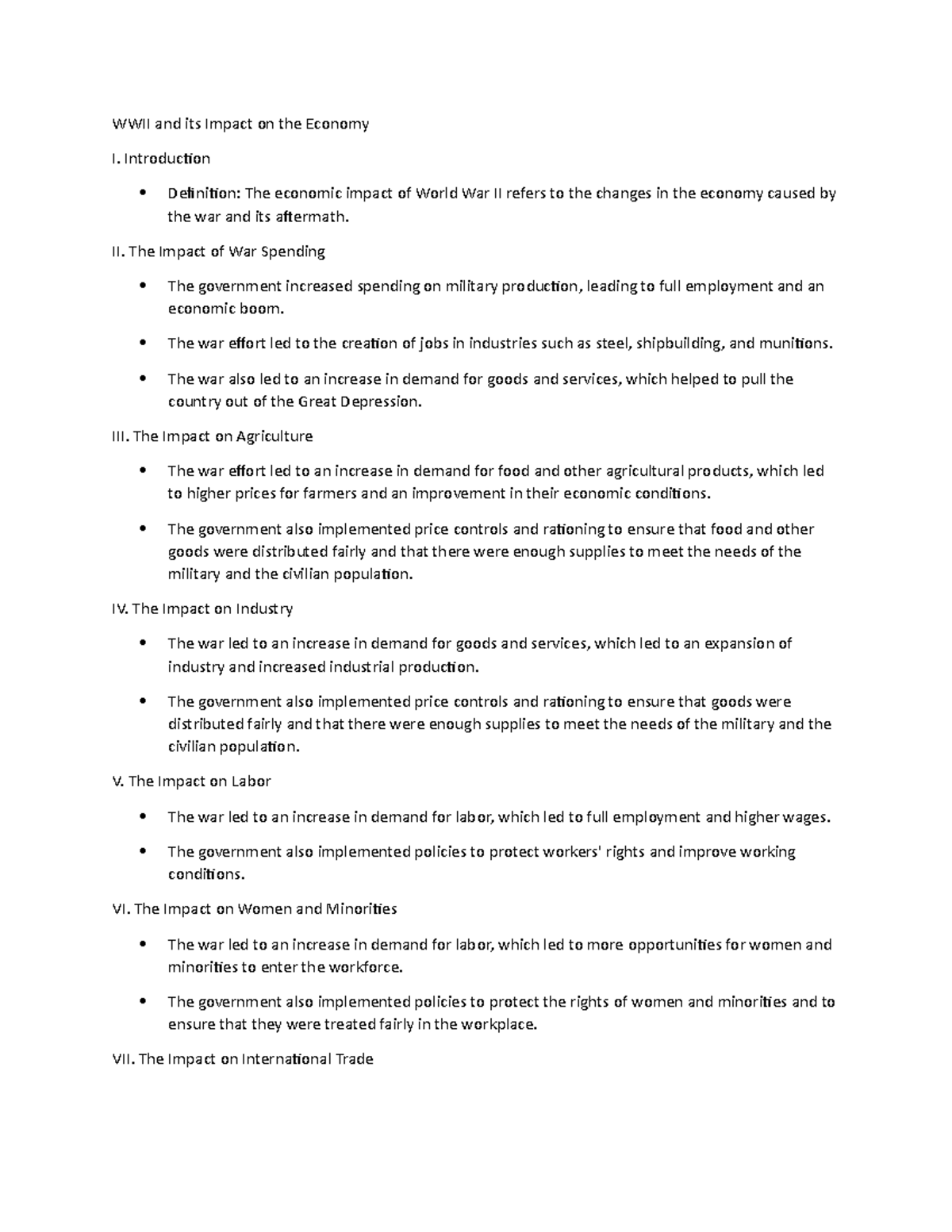 WWII and its Impact on the Economy - Introduction Definition: The ...