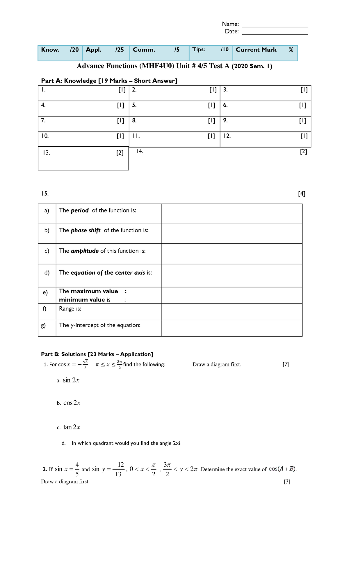 Test A answers - Name: ___________________ Date ...