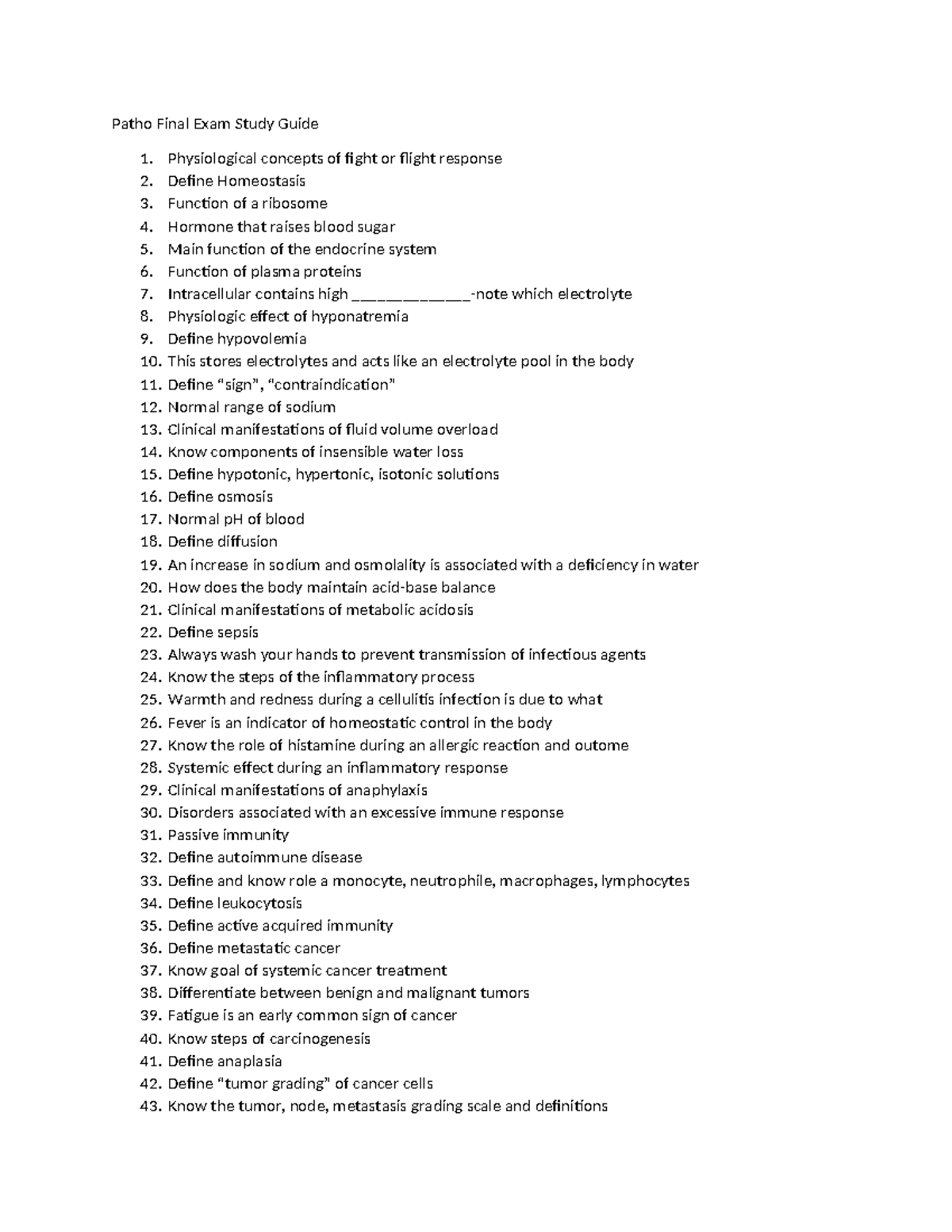 Patho final exam - Patho Final Exam Study Guide 1. Physiological ...