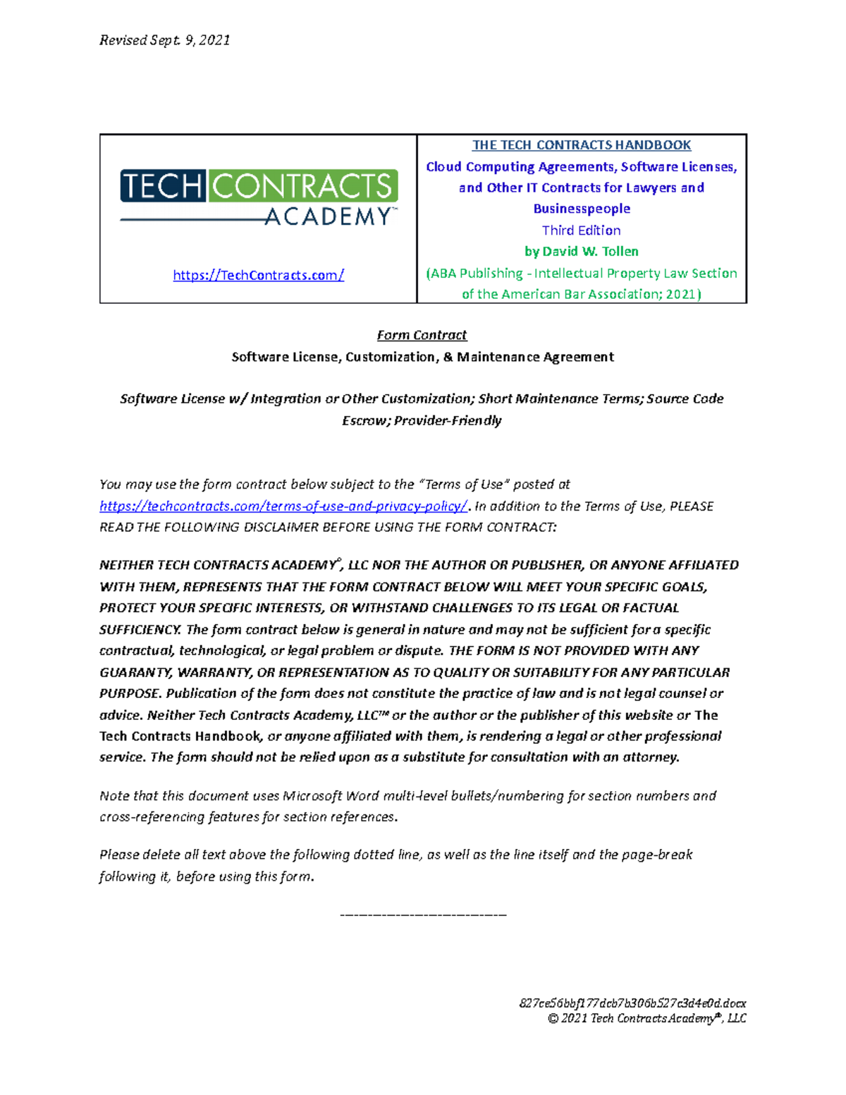 Lic Cust Maint Tech Contracts Handbook 2021 Revised Sept 9 2021