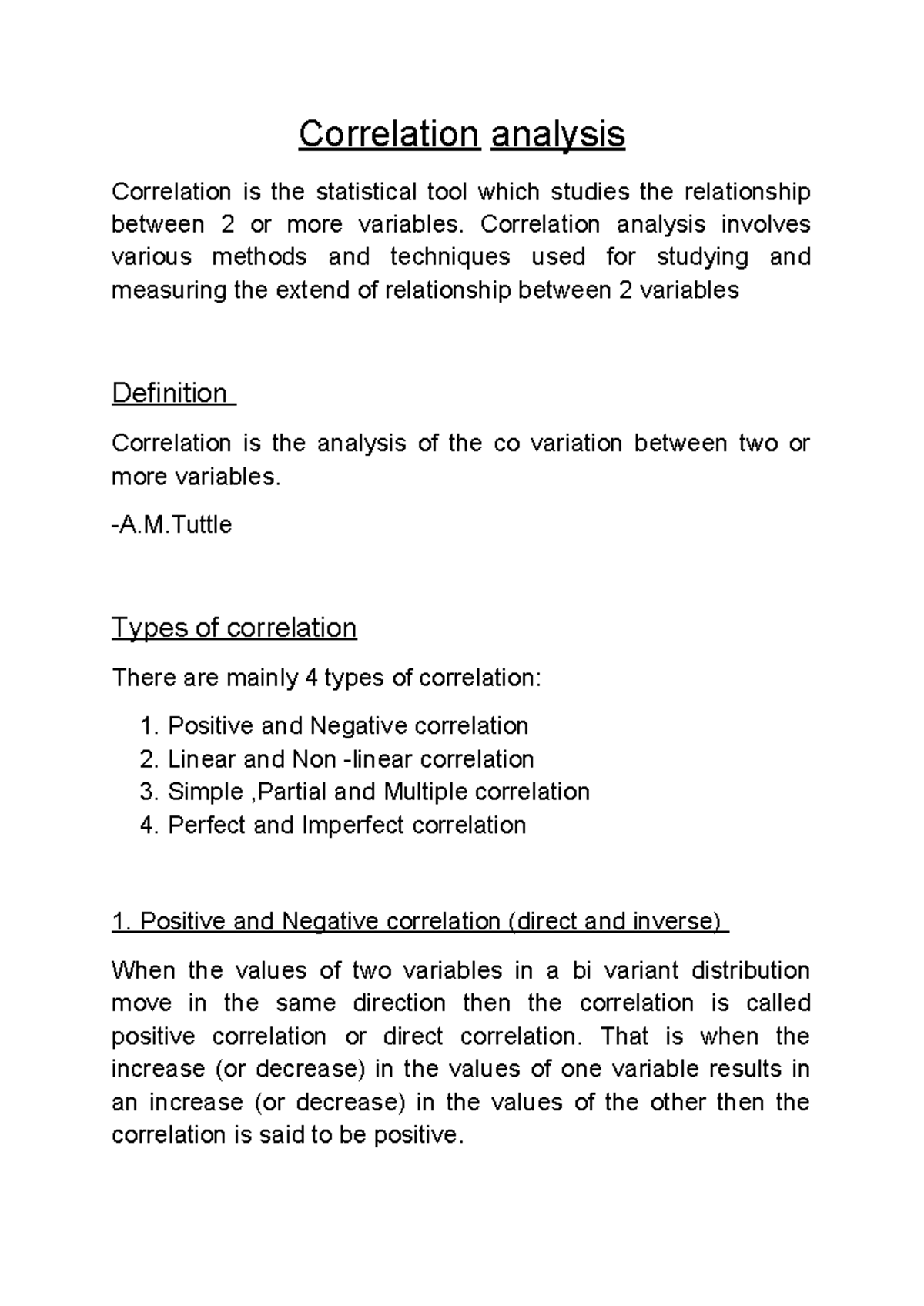 Correlation analysis - Correlation analysis Correlation is the ...