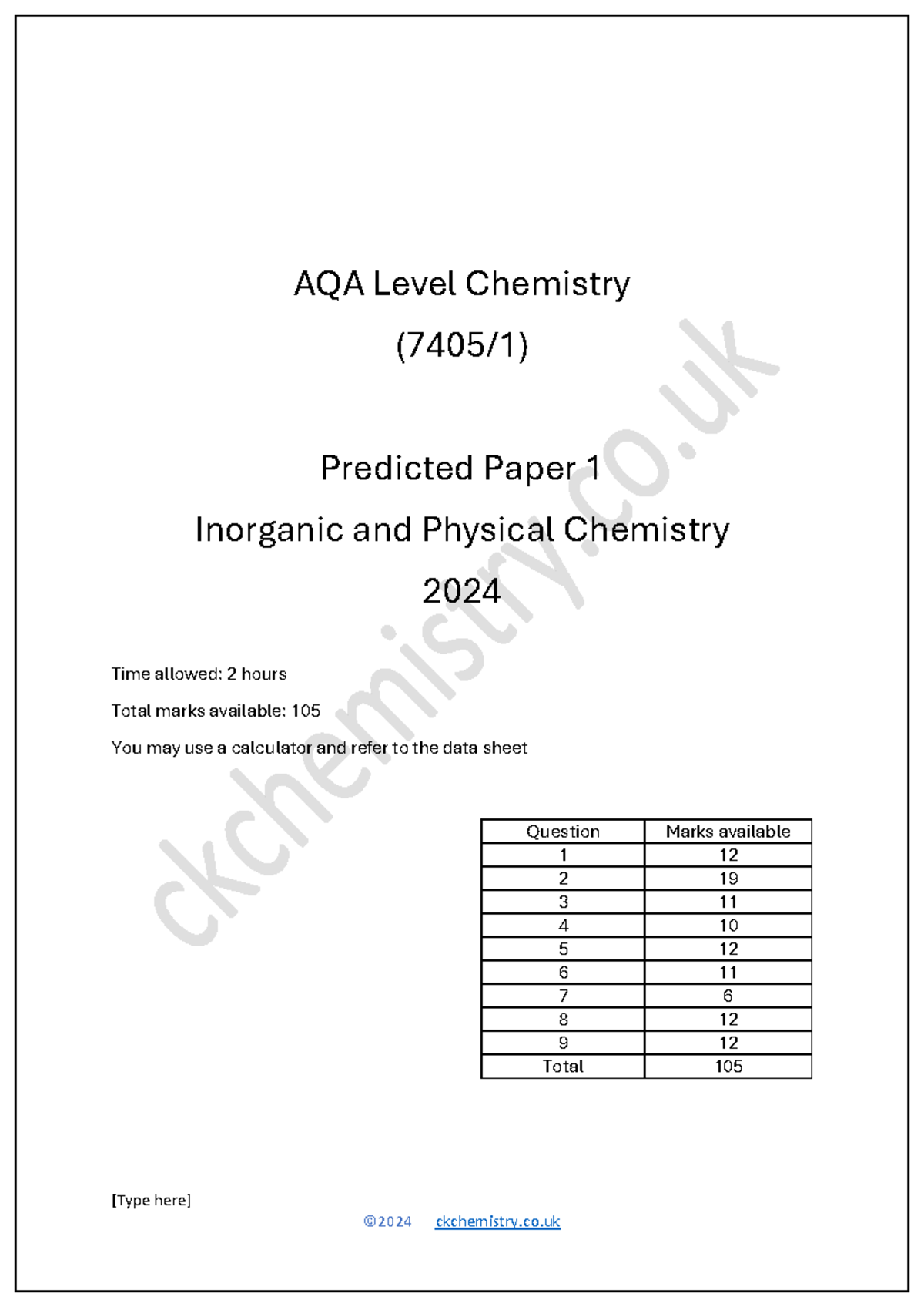 I am sharing 'Paper-1-predicted-AQA-2024' with you - [Type here] AQA ...