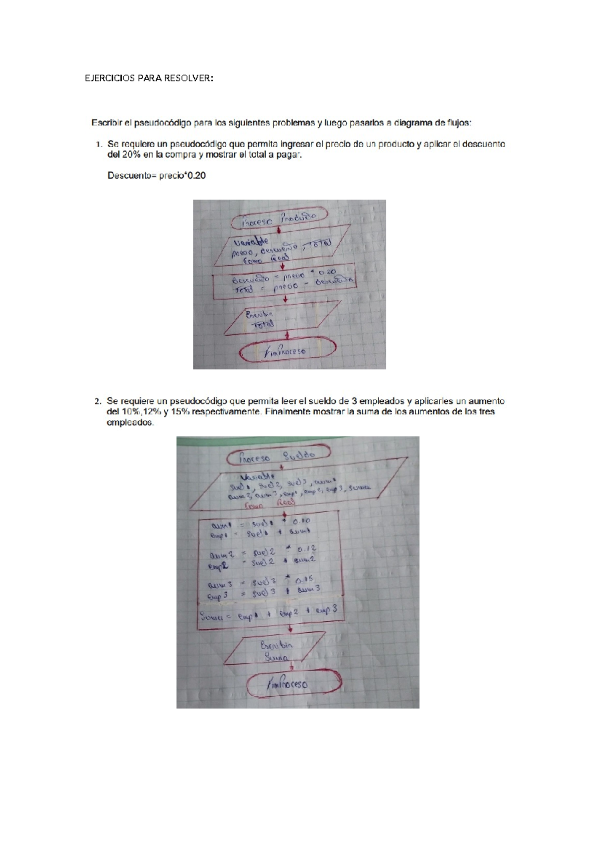 Ejercicios PARA Resolver - Principios de algoritmos - EJERCICIOS PARA RESOLVER: - Studocu