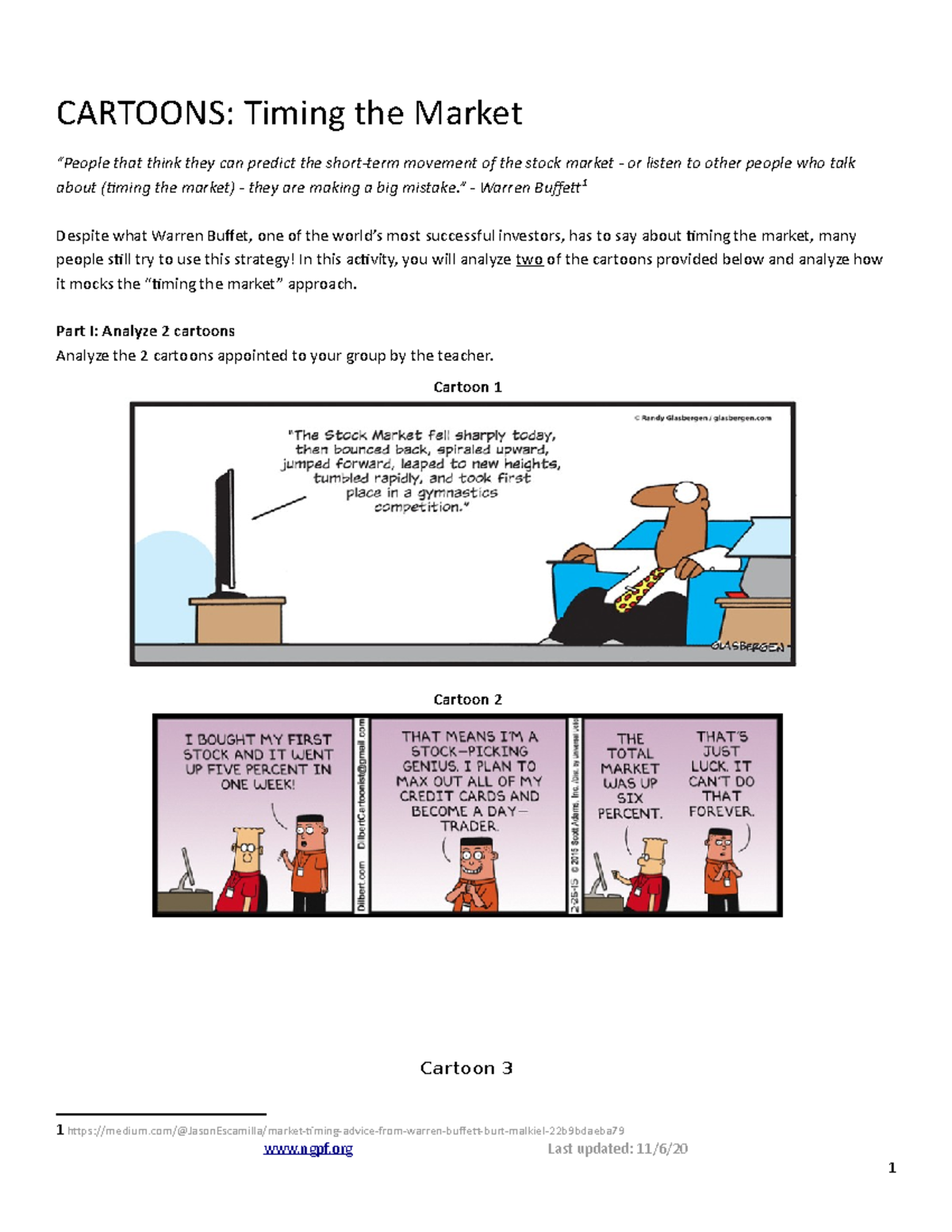 Cartoons Timing the Market Exercise - CARTOONS: Timing the Market ...