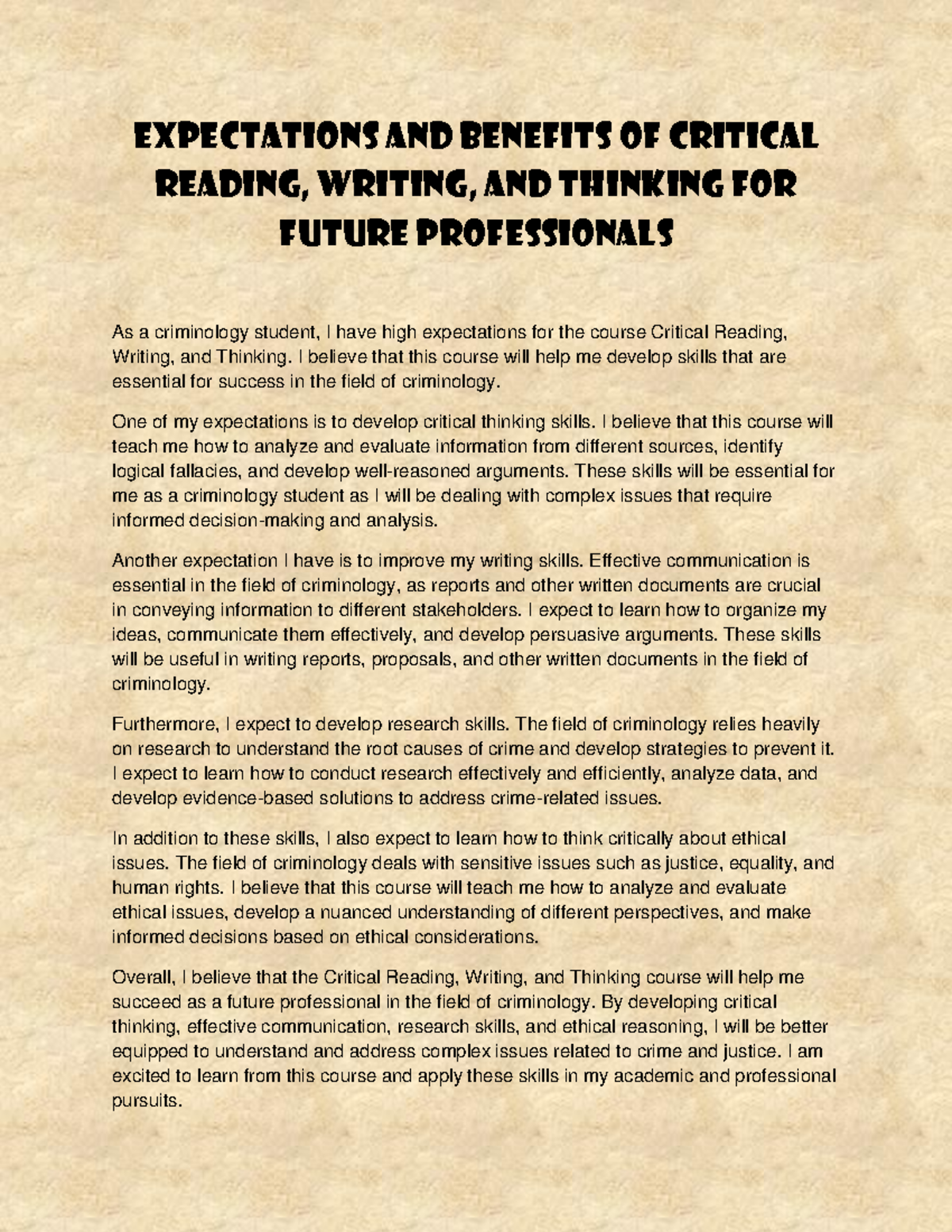 CRWT111 - ... - Expectations and Benefits of Critical Reading, Writing ...