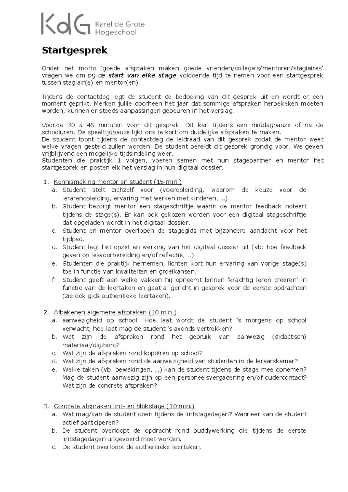 23-24 Startgesprek - Praktijk 1 - Startgesprek Onder het motto ‘goede ...