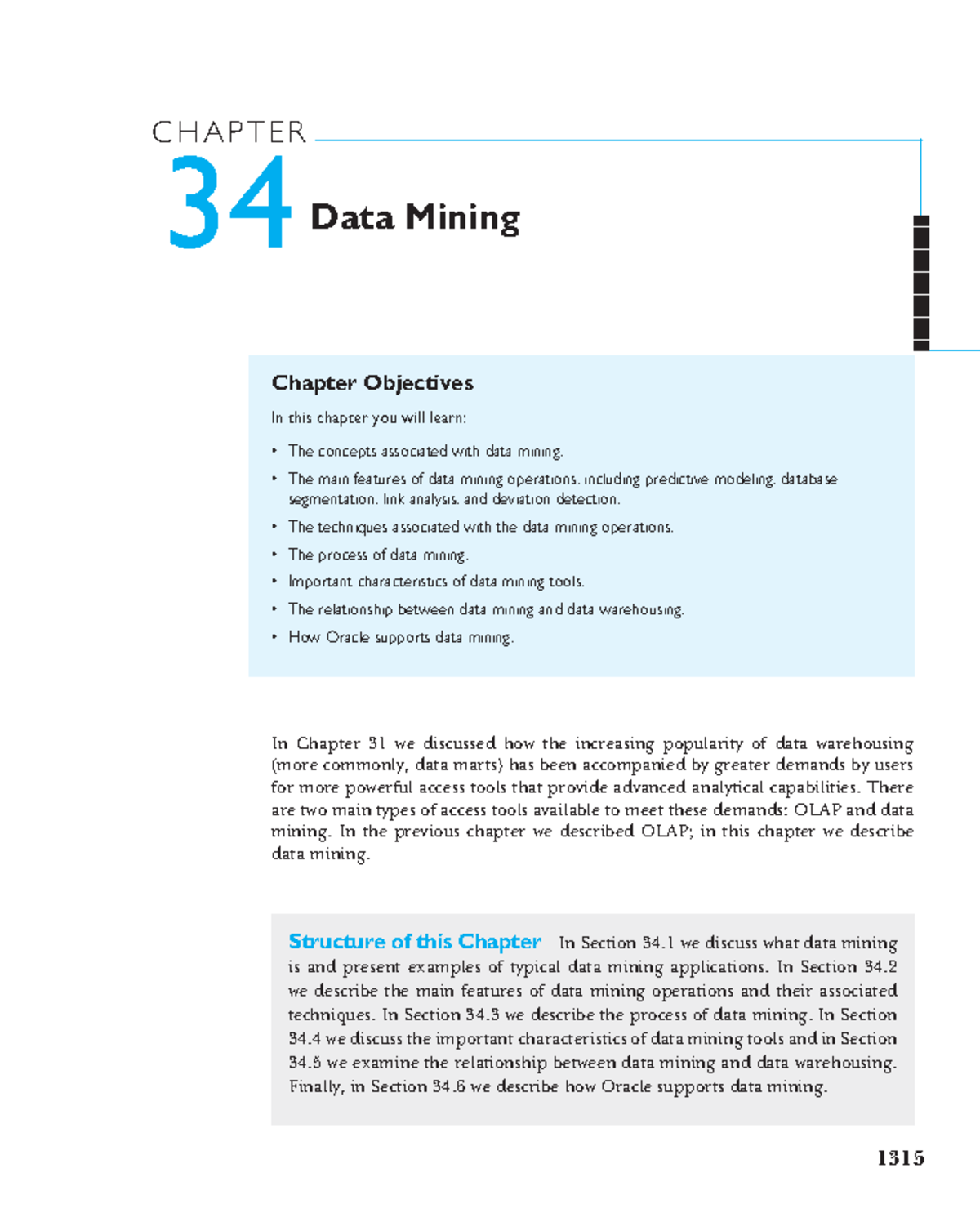 Chapter 34 Data Mining Lecture Notes C34 Chapter 34 Data Mining Chapter Objectives In This