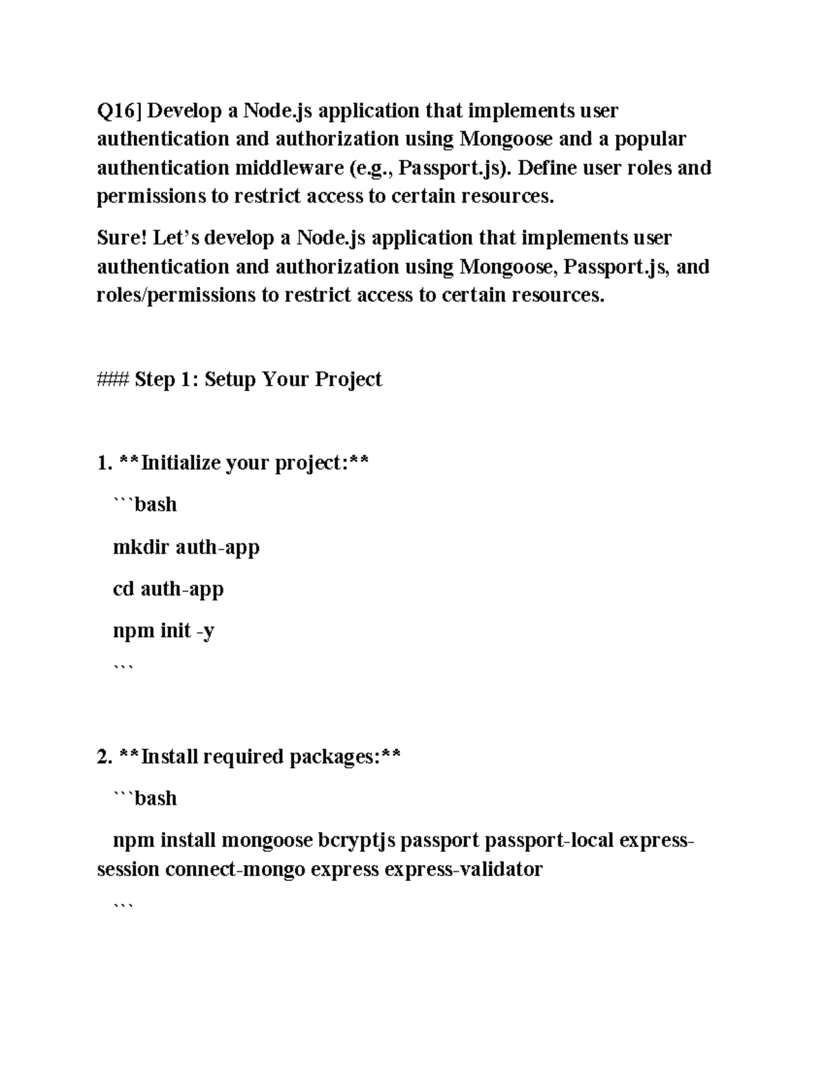 Practicle 16 - Develop a Node.js application that implements user authentication and ...