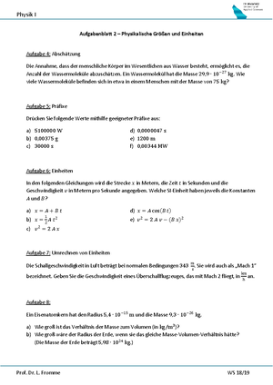 Aufgabenblatt 4 - Kinematik in 2D und 3D - Physik I Prof. Dr. L. Fromme ...